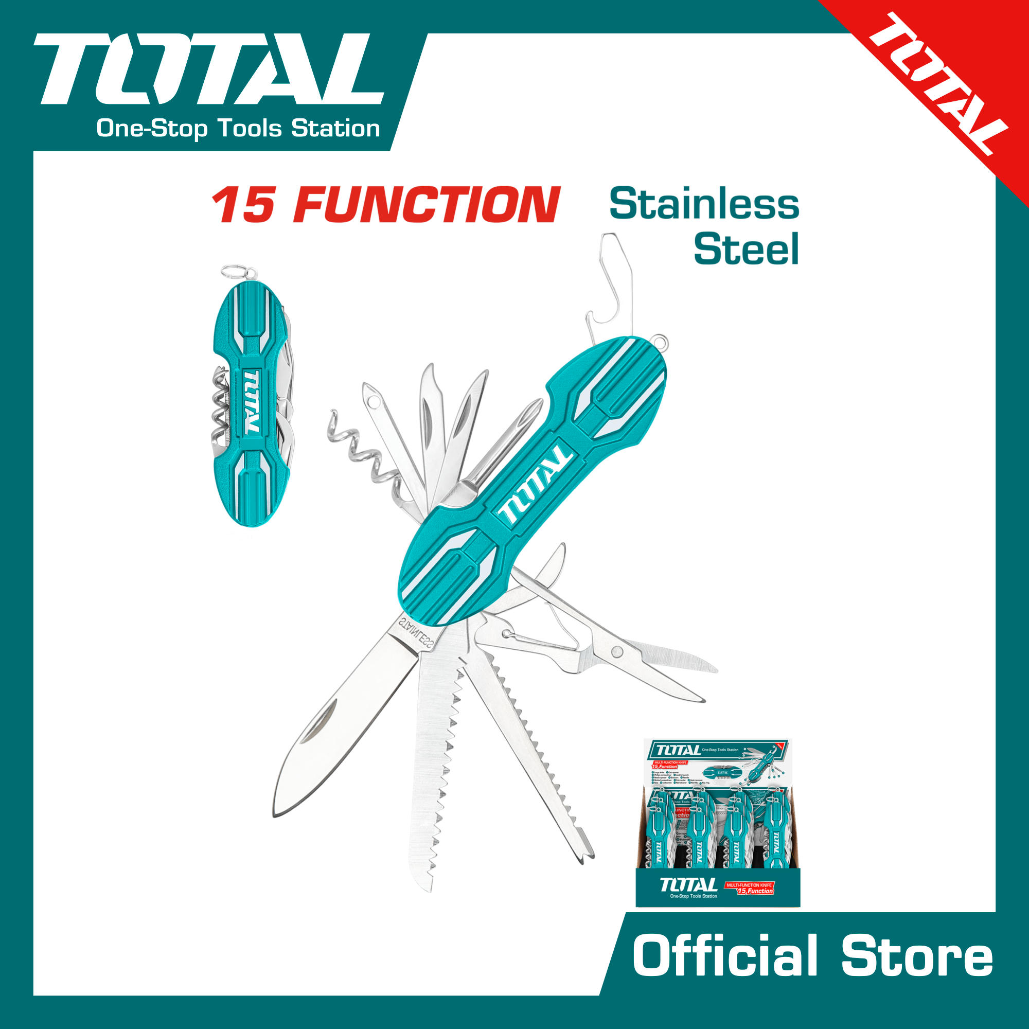 TOTAL 15 Function Multi-function Knife with Strong Aluminium Handle THMFK0156 | Daraz.pk
