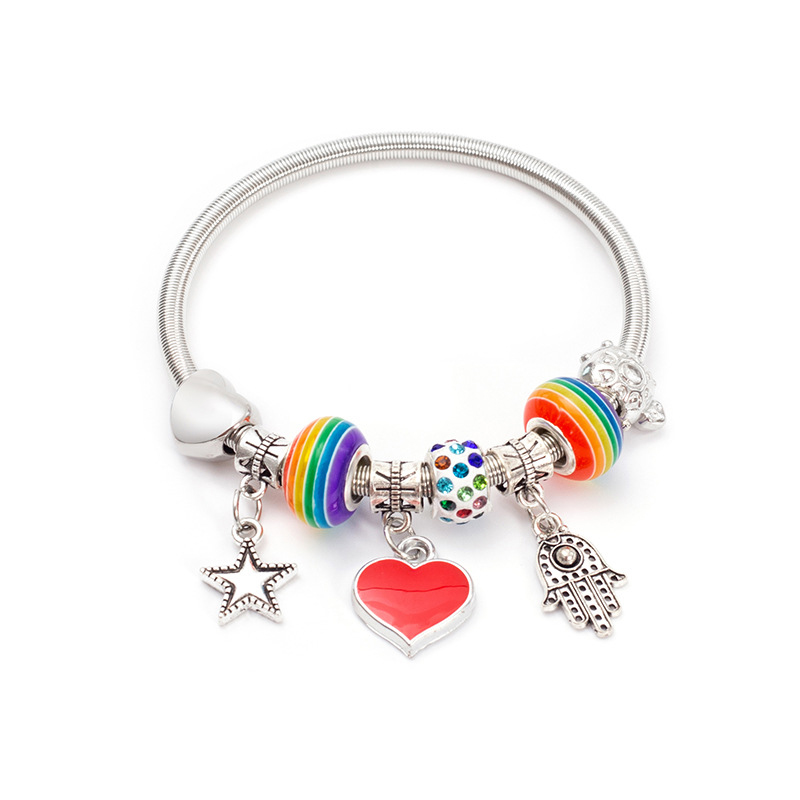 Fashion Simple Pandora Glazed Gem Beads Key Lock Love Hanging Bracelet ...