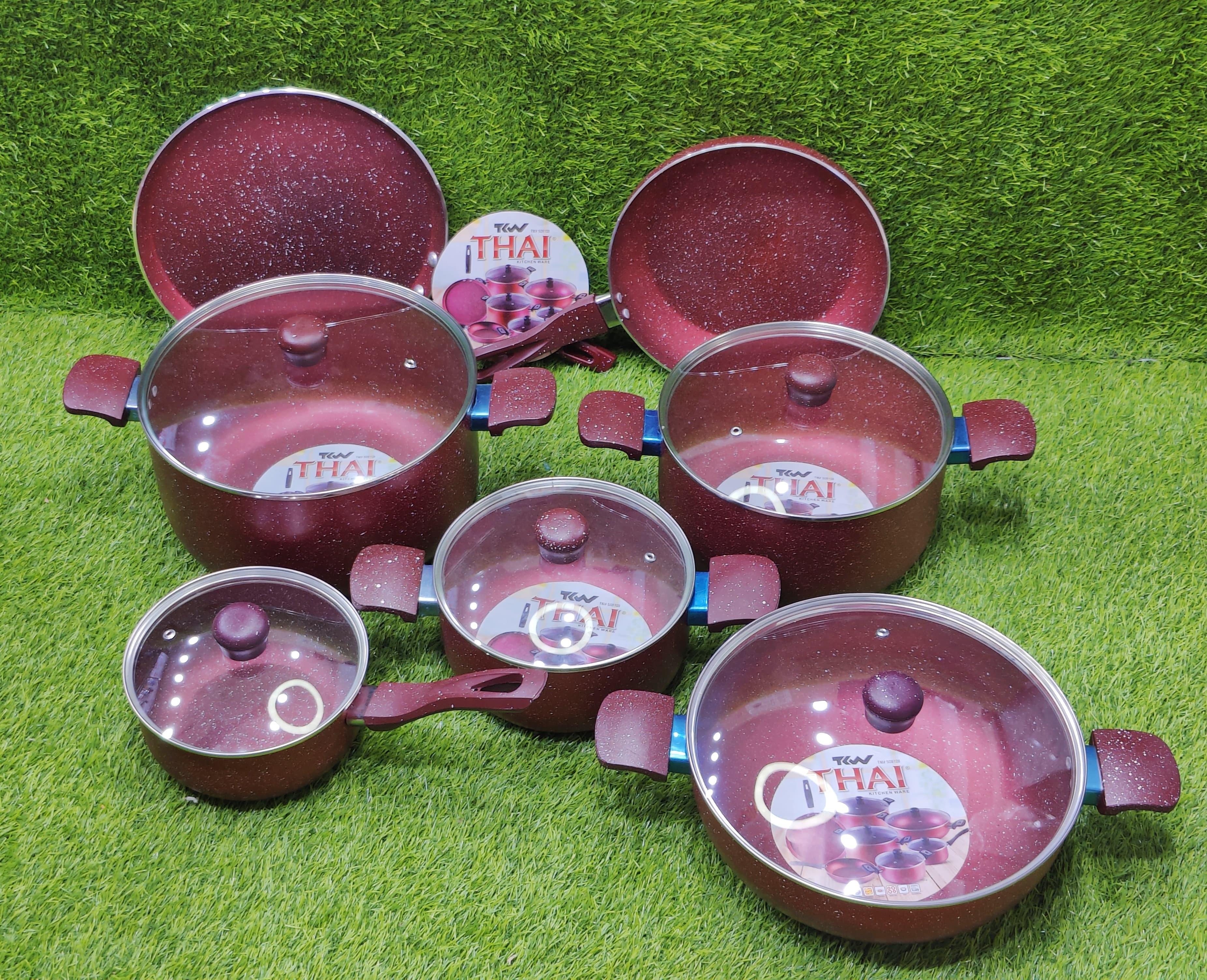 19 Piece THAI Granite Non Stick Cookware set | Double Sided Granite non ...