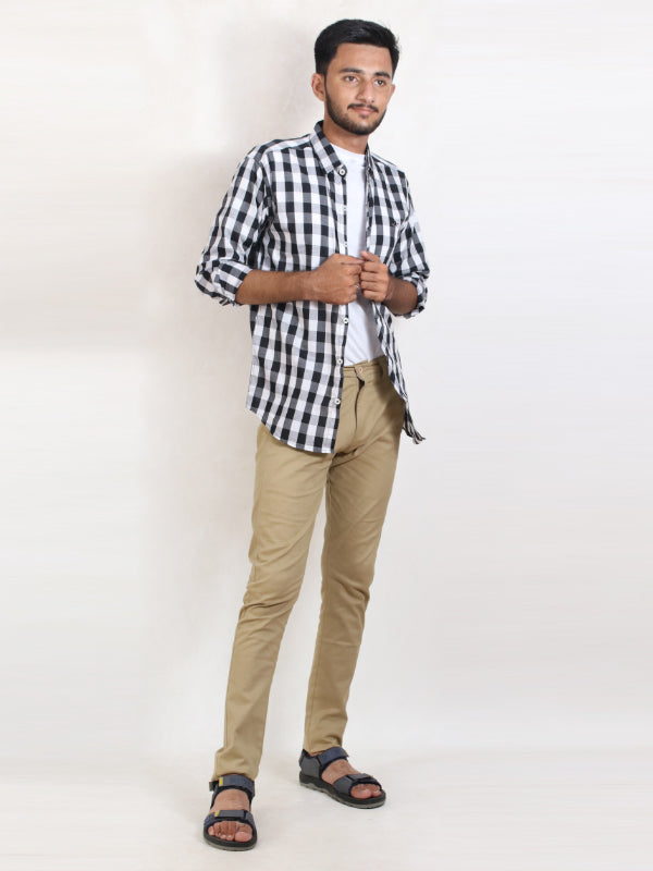 Cut Price MCS09 AZ Men's Cotton Casual Shirt Black & White Checks | Daraz.pk