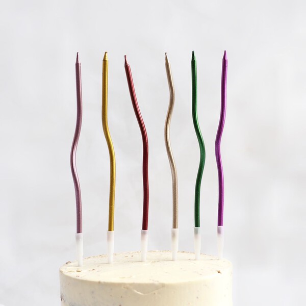 Curly Candles Pack of 6 Twisty Metallic Candles for Cake Decoration ...