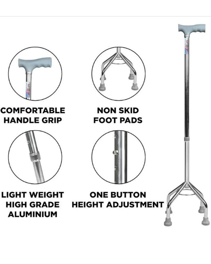 Quad Support Cane | 10-Level Height Adjustment & 4-Point Stability Base ...