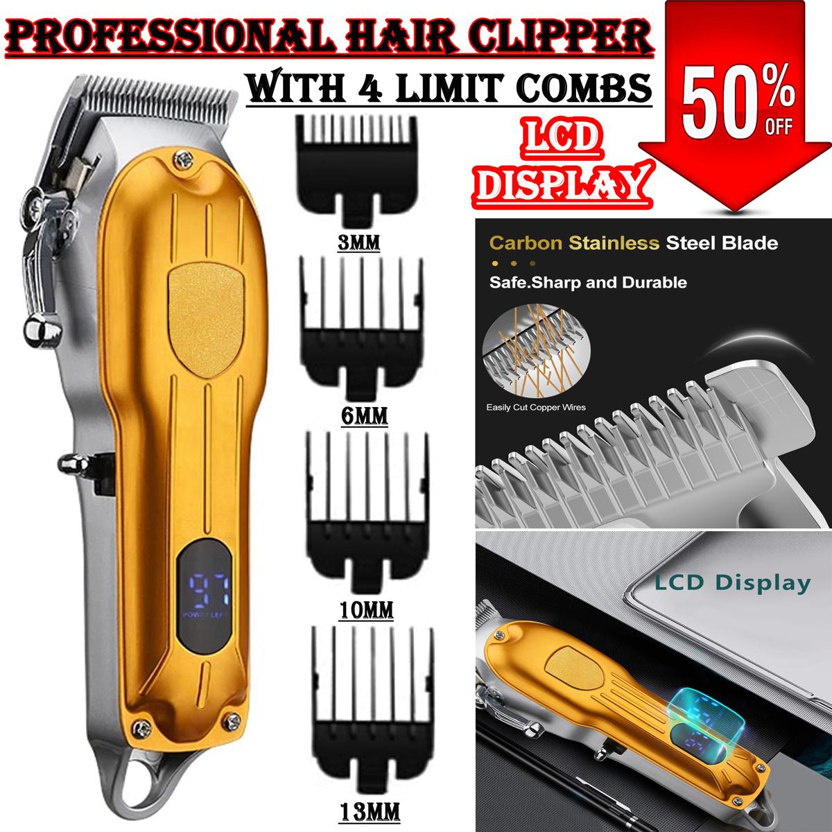 Genuine Professional Barber Hair Clipper / LED Display Rechargeable ...