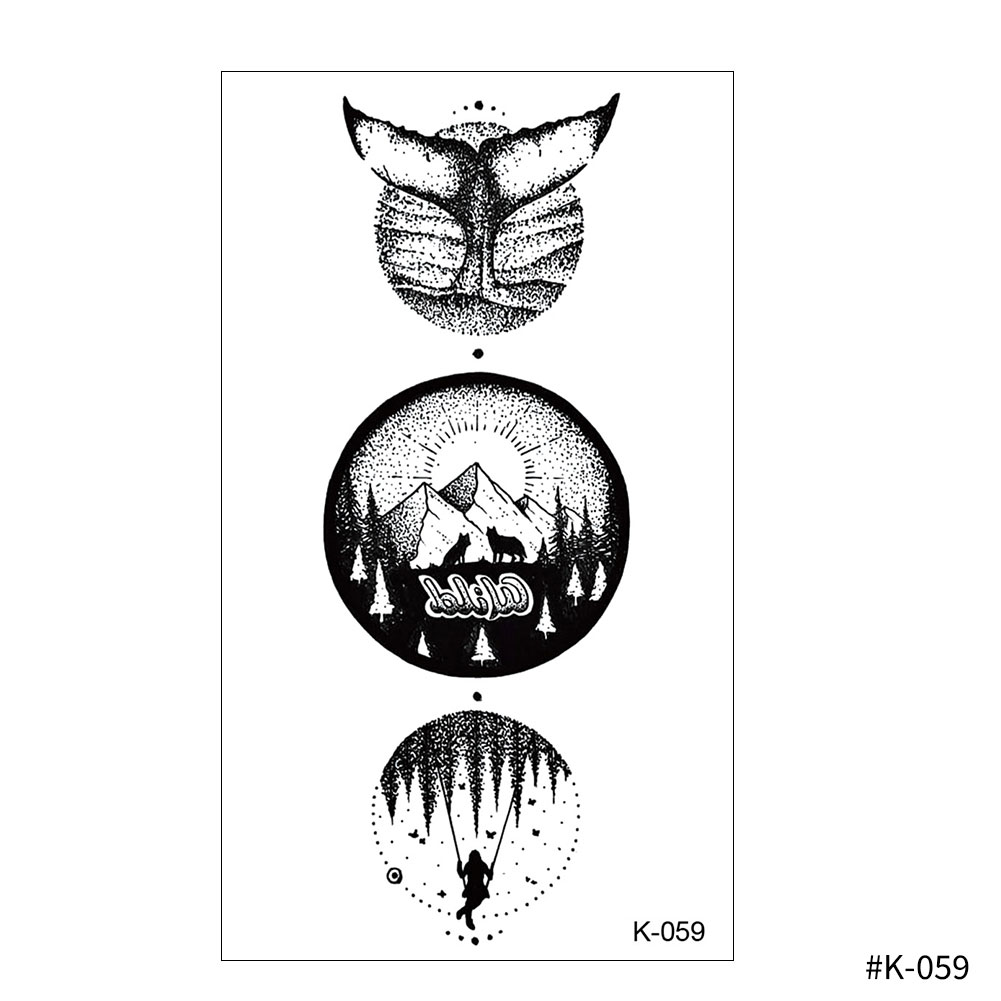 JM Creative Small Fresh Tattoo Stickers Black and White Color ...