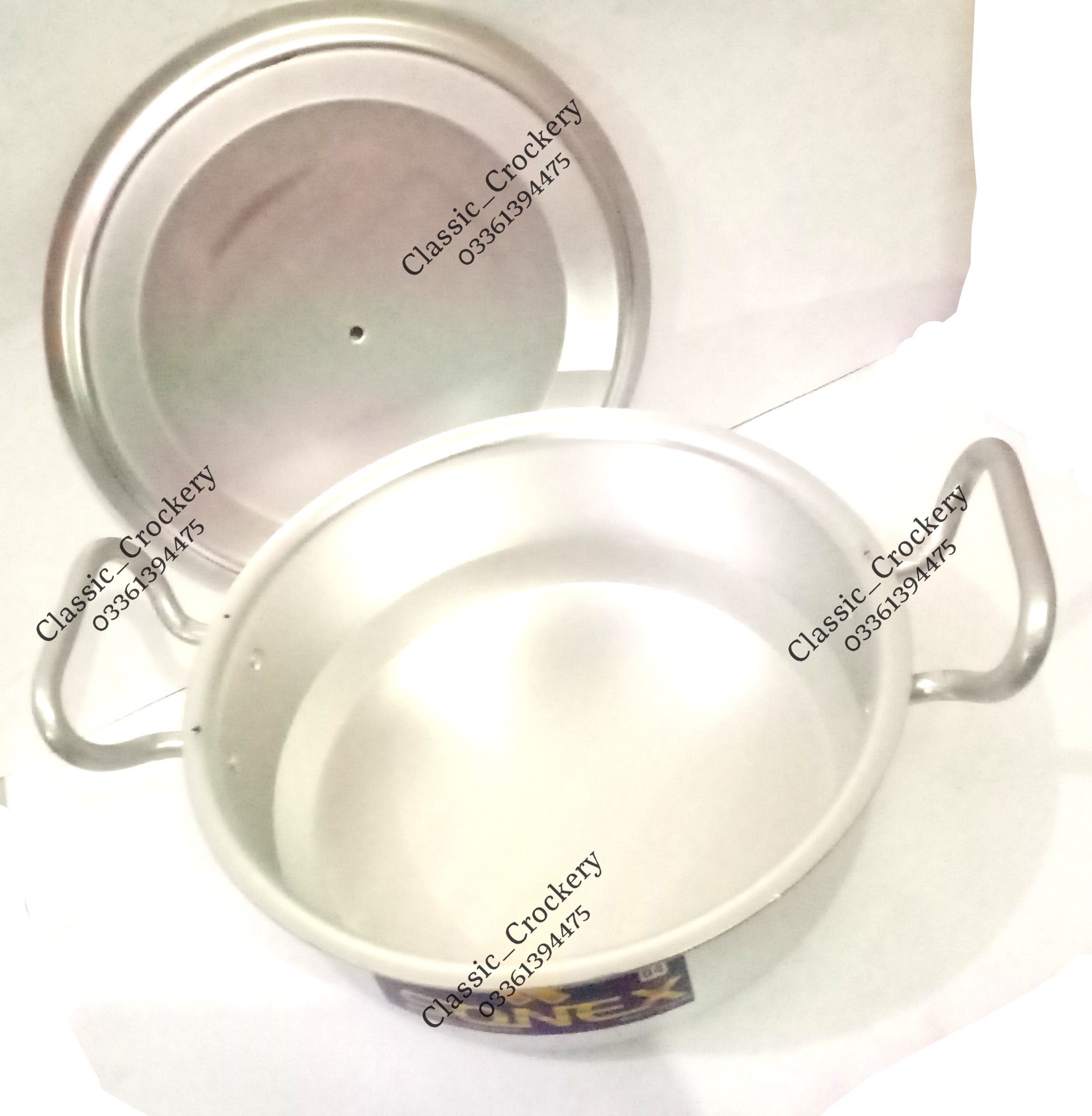 100% Orignal SONEX Cooking Flate karahi Pot - Anodize (Silver Steel ...