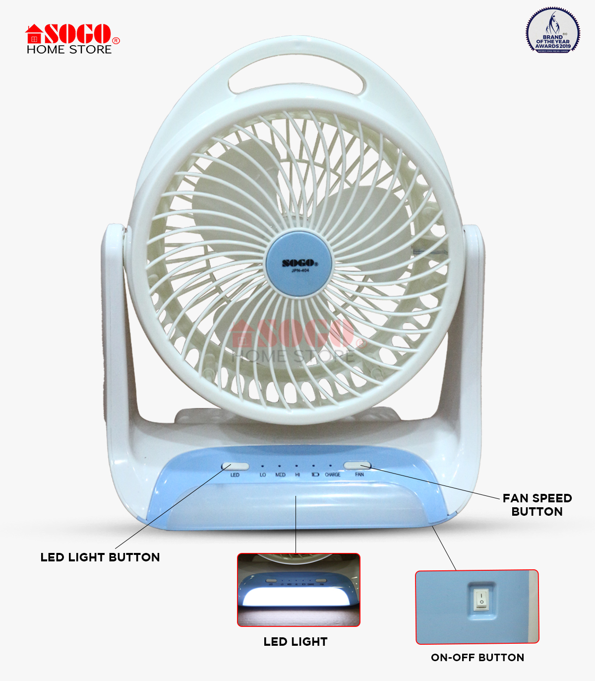 Sogo Rechargeable Mini Table Fan (JPN-404) | Daraz.pk