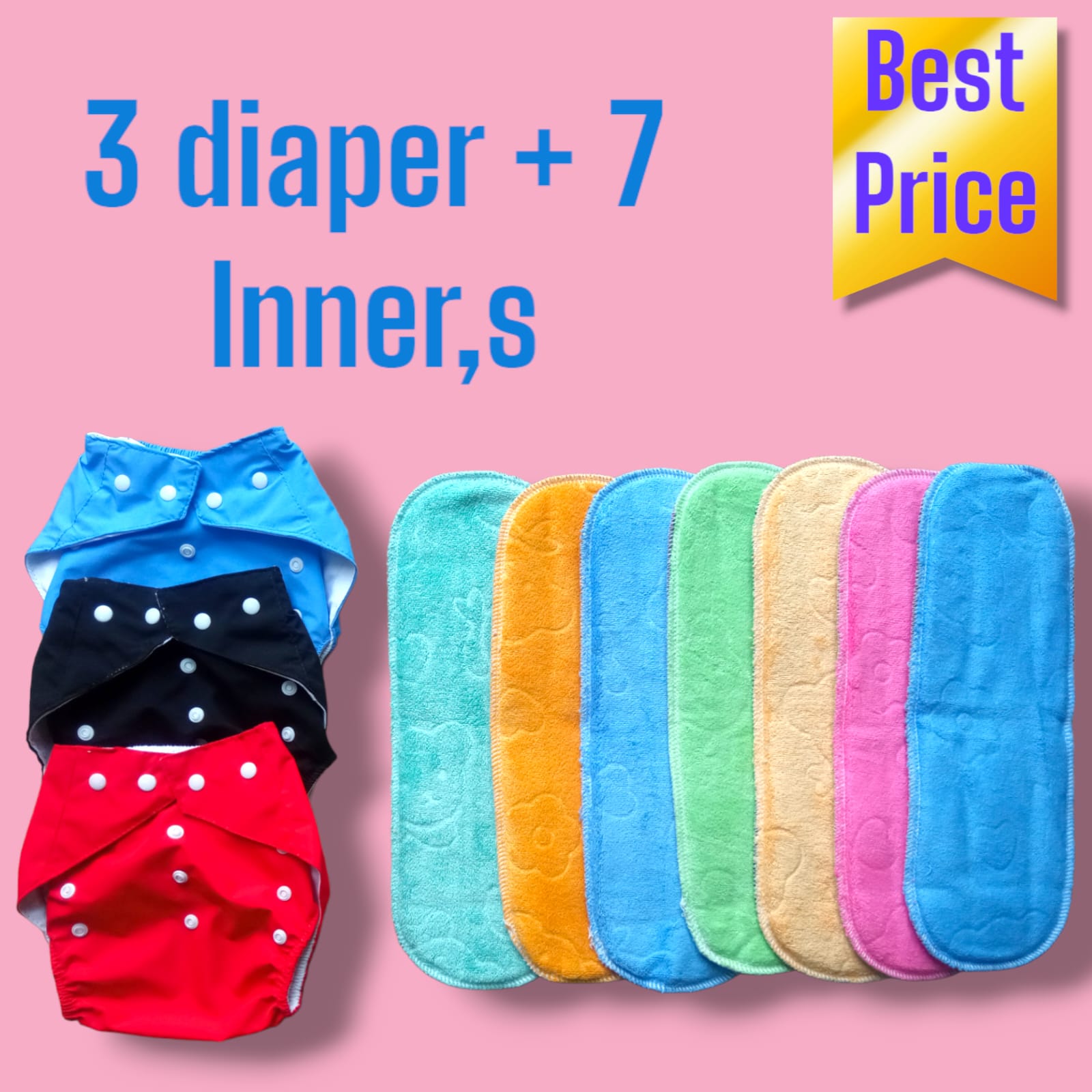 Washable Cloth Diapers for (0 m- 1 yr) & (1yr-3yr) with inner | Daraz.pk