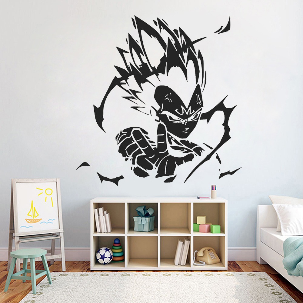 Cartoon Anime Wall Decals Vegeta Wall Sticker Boys Bedroom Nursery ...