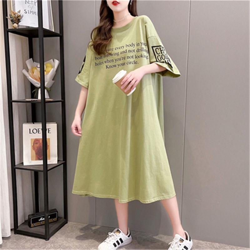 [Plus Size] (40-150kg) Women Dress Summer Short Sleeve Loose Oversize T ...