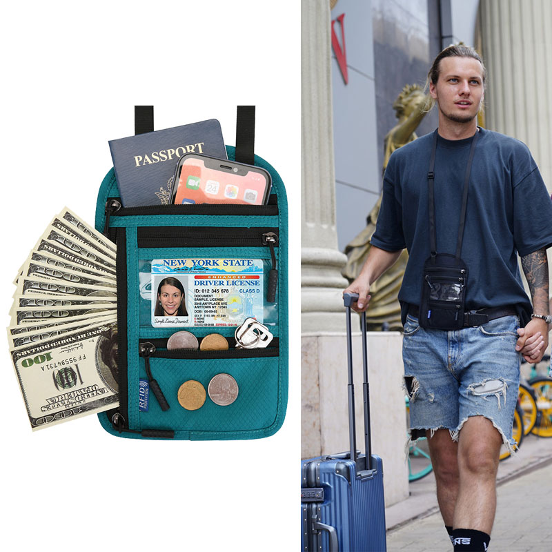 RFID Blocking Passport Holder Wallet with Neck Stash Pouch for ...
