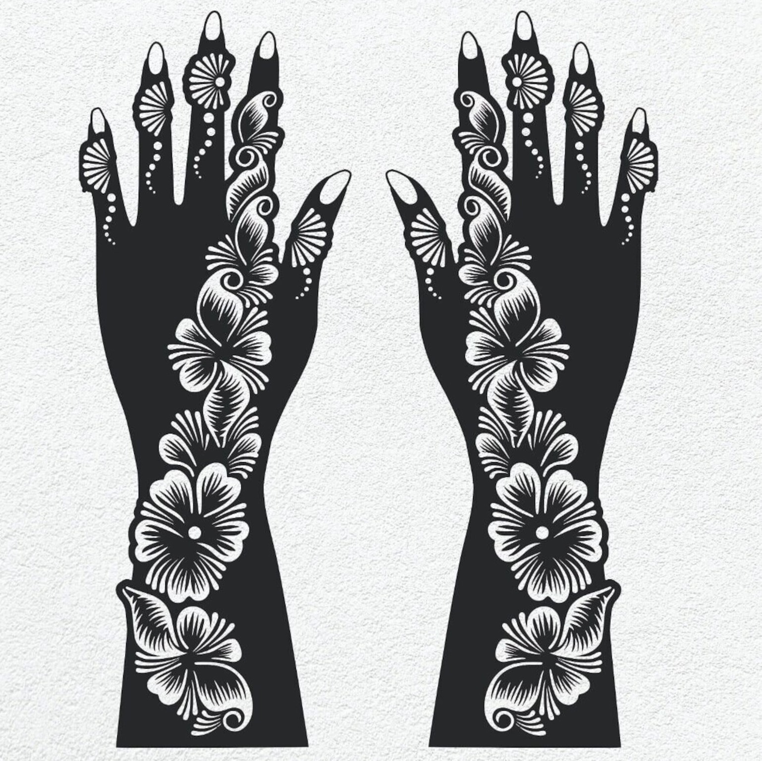 Mehendi Stickers Mixed Design Henna Hand Pair Temporary Tattoo Body Art ...