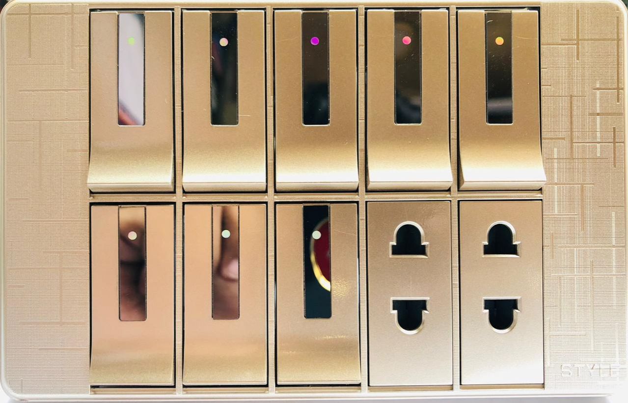 8 Switches+2 Sockets China Fitting Board Plate Golden Style Series For ...