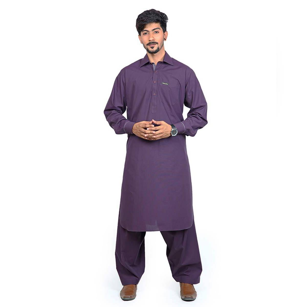 Peter Sham Royal Purple Chambray Shalwar Kameez For Men | Daraz.pk