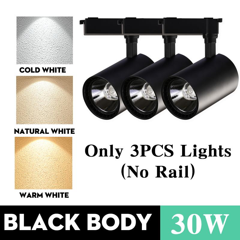 LED Track Light Spotlight 12W 20W 30W 40W 220V Black White Flicker Free Bright Lamp Rail LED ...