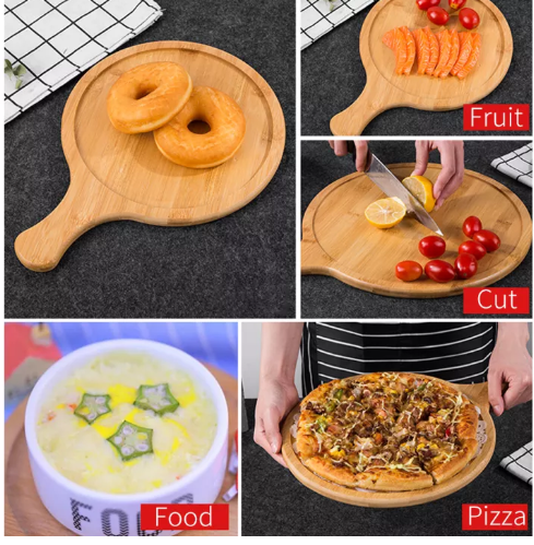 Wooden Pizza Pan 8 Inch Round Shape Food Tray for Pancake Pie Sushi ...