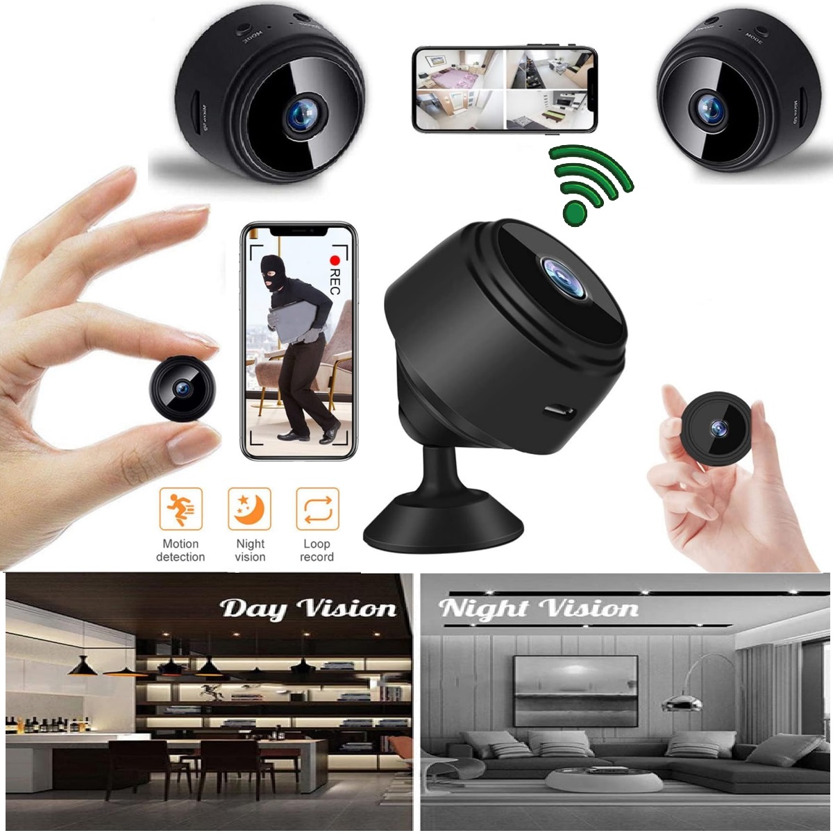 A9 Mini Camera WiFi 1080P HD IP Camera Home Security Magnetic Wireless ...