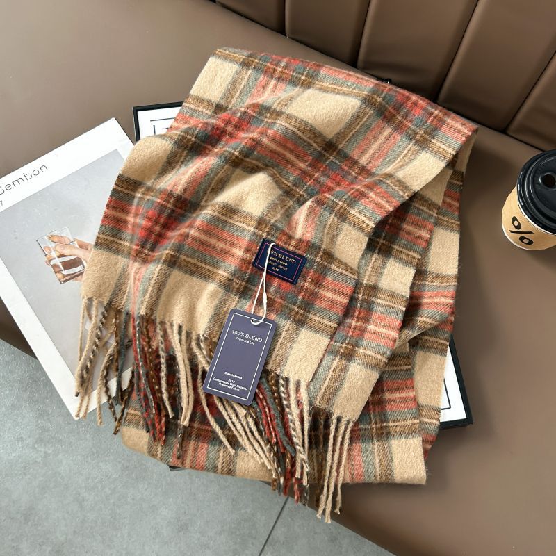 Autumn and winter classic chequered printed high-sense scarves, shawls ...