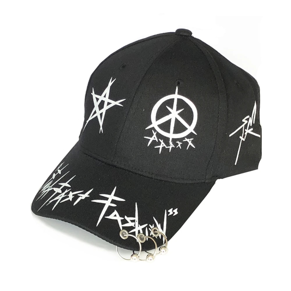 New Black and White Graffiti Baseball Cap Color-Blocking Personality ...