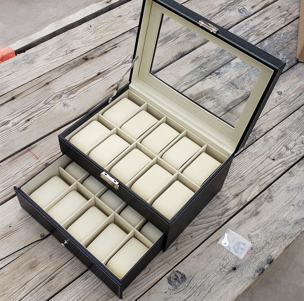 Double Layer Watch Storage&Display Case PU Leahter Box Watch Organizer ...