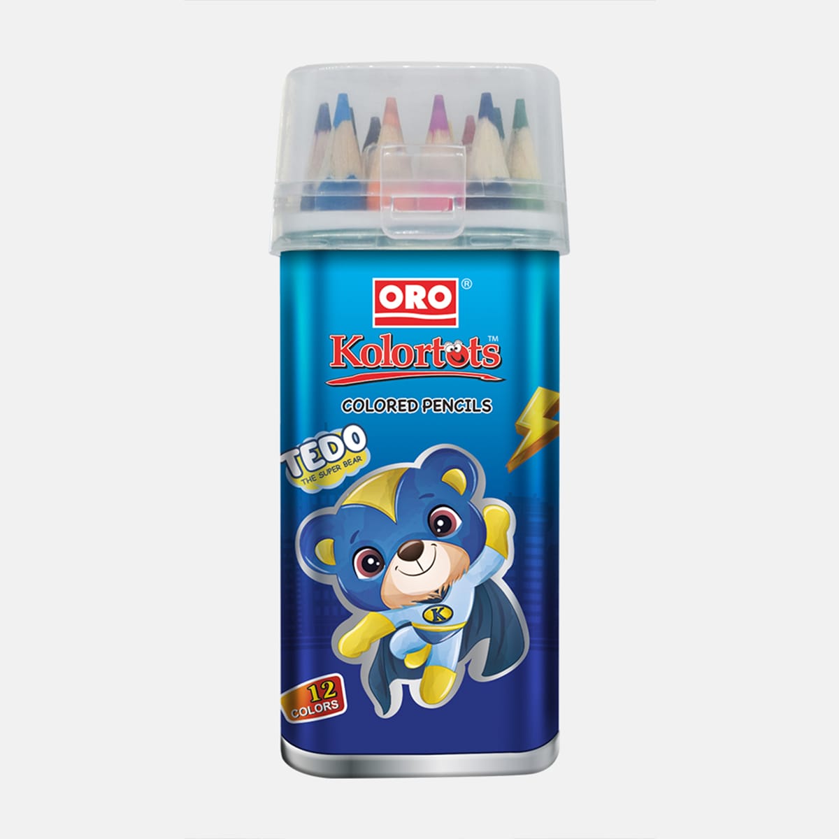 KOLORTOTS Tin Jar of 12 Color Pencils (Half Size) ORO Colour Pencil ...