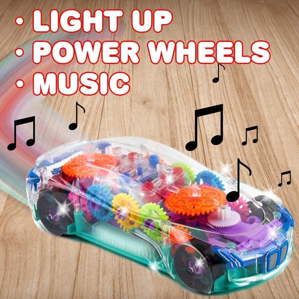 Transparent Concept Car 3D Super Car Toys for Kids Flashing Led Lights Musical Car with 360 ...