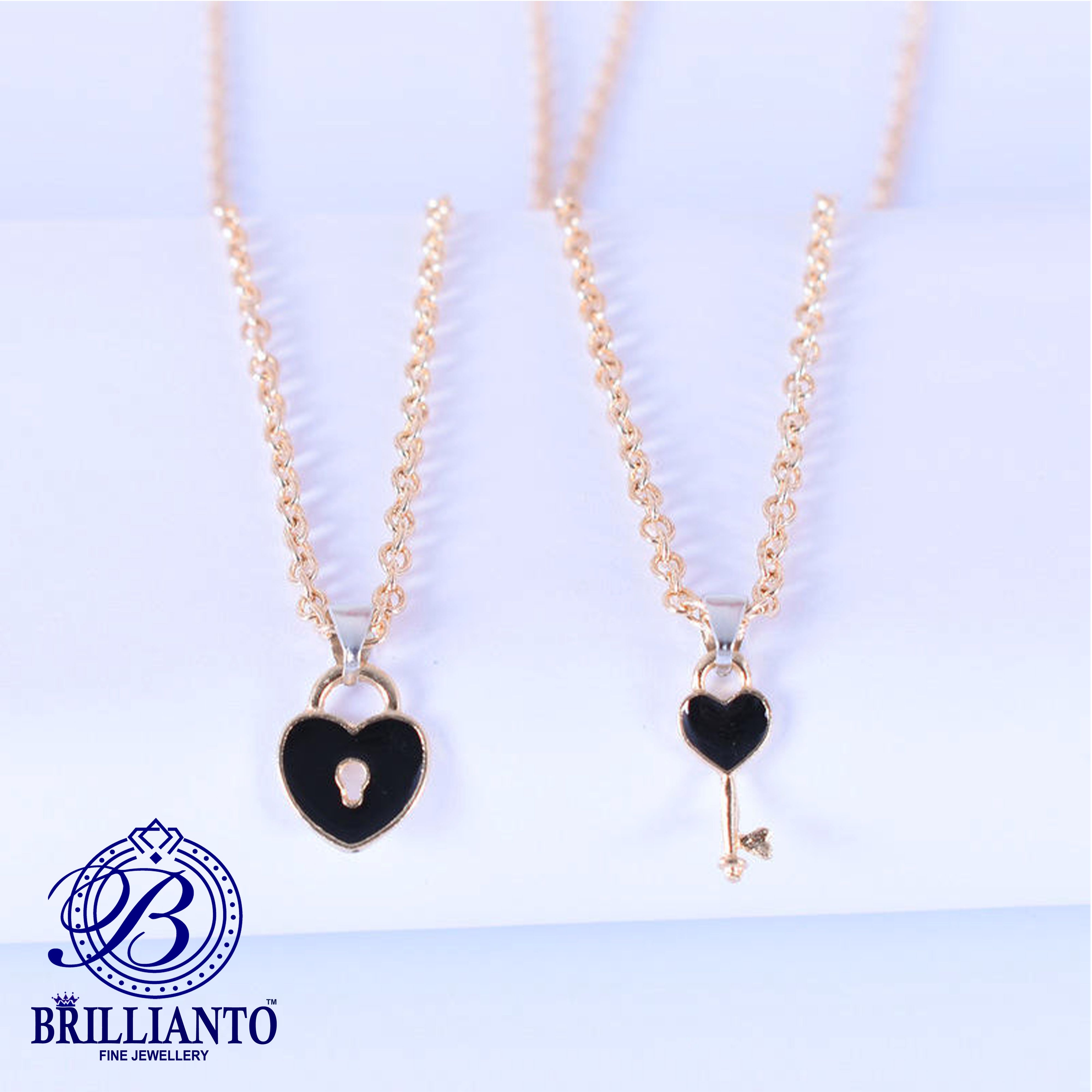 2 Pcs Key and Lock Necklace Pendant for Girls Black Heart Long Chain ...