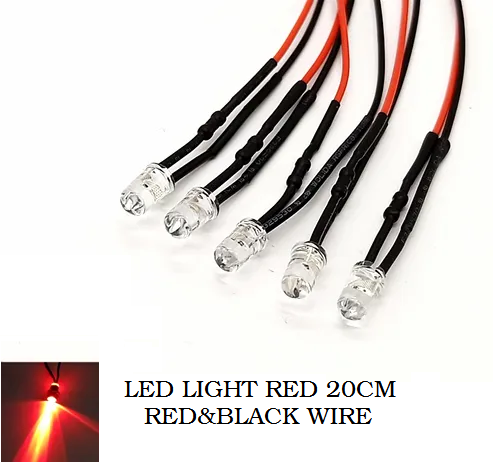 5Pcs LED Light 2V 3V 5V 6V 9V 12V 5mm LED Light With 20cm Red&Black ...