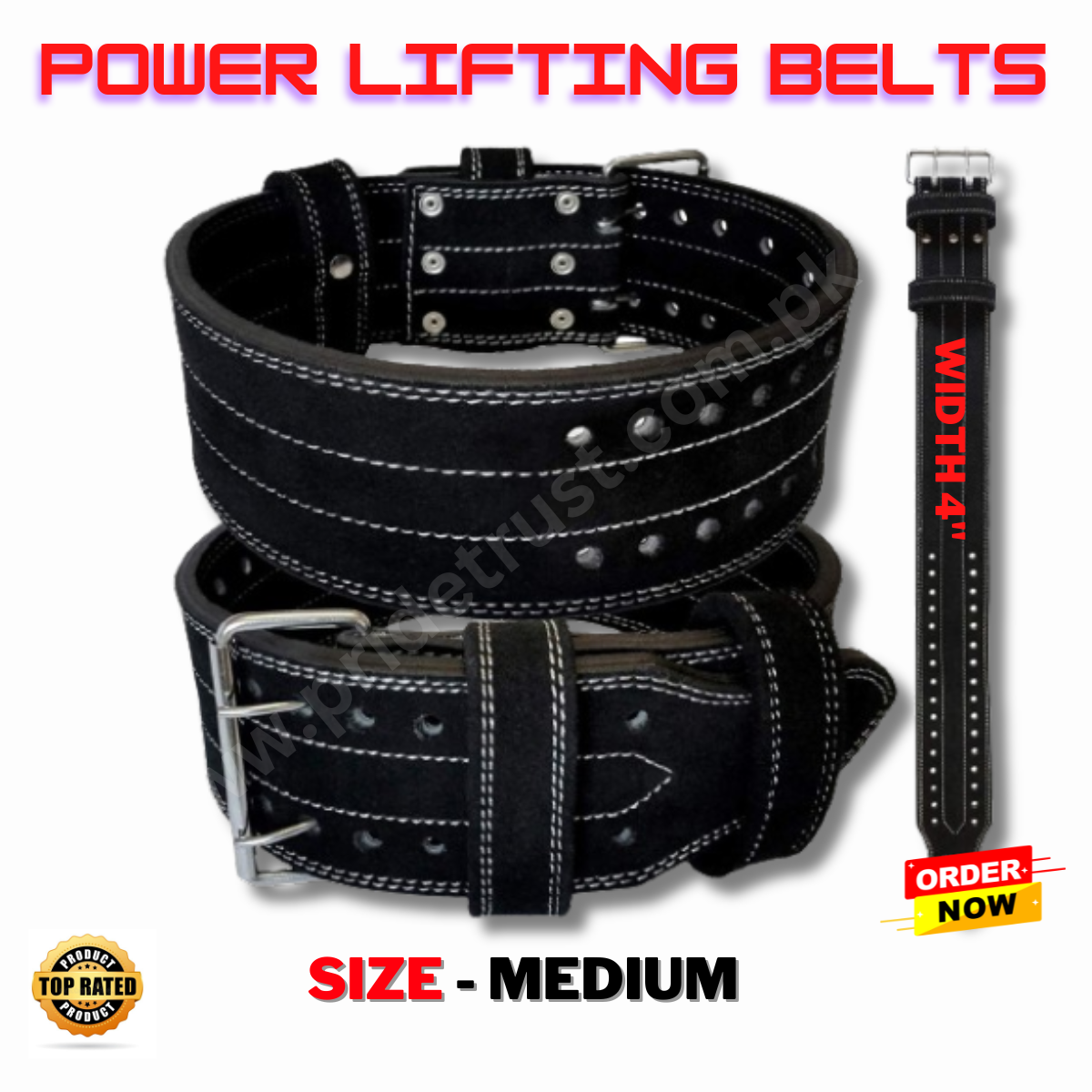 Professional Weightlifting Powerlifting Belts 4" 8MM Thick Leather Gym ...