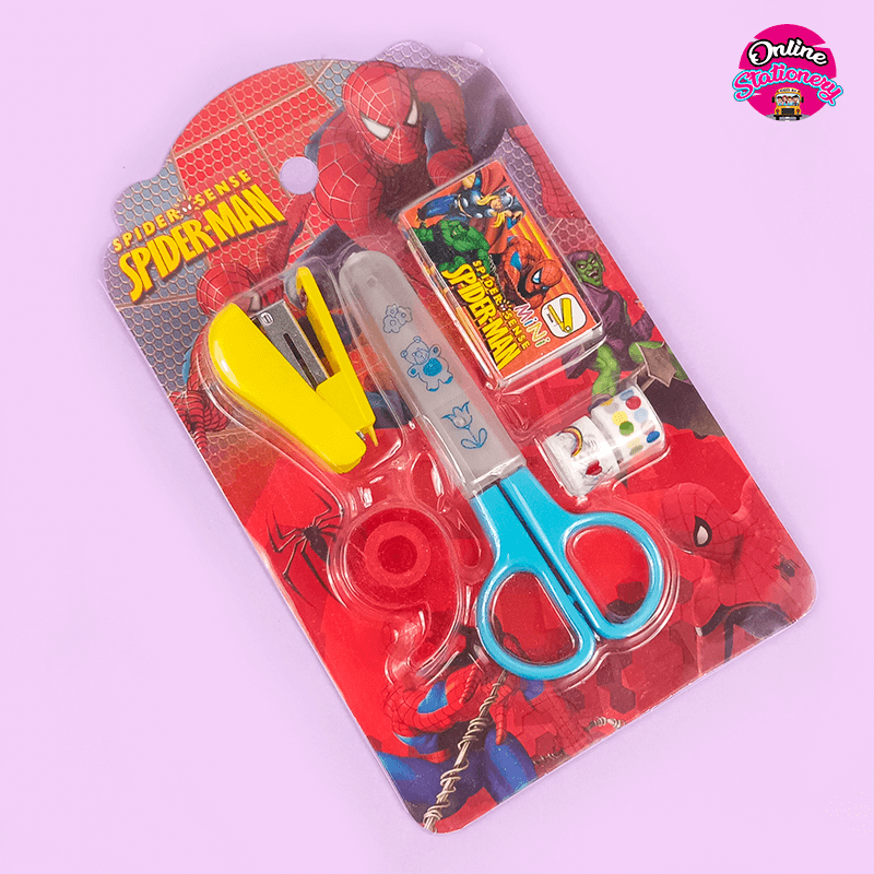 5 in 1 Spiderman School Sets Kids Stationery Set Kawaii Stapler ...