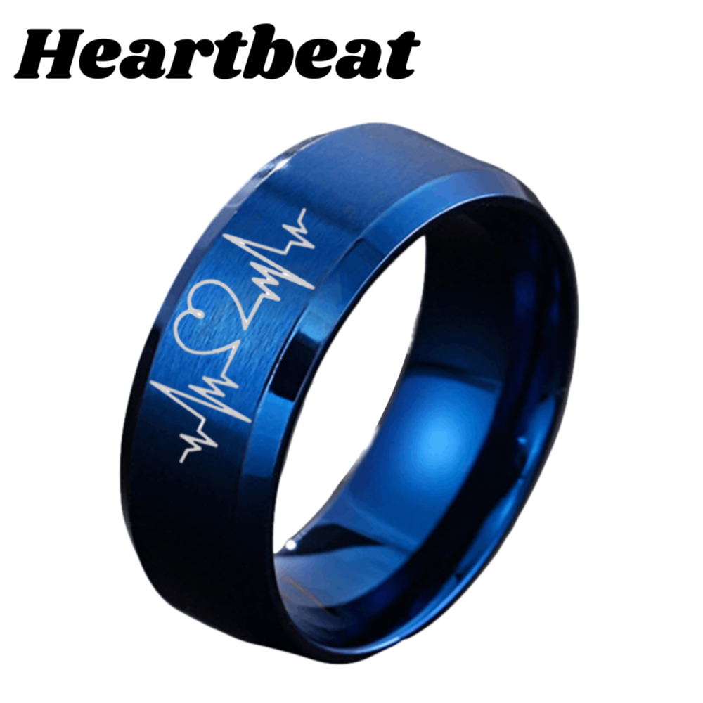Heart Beat Rings For Men and Women Electrocardiogram Stainless Steel ...