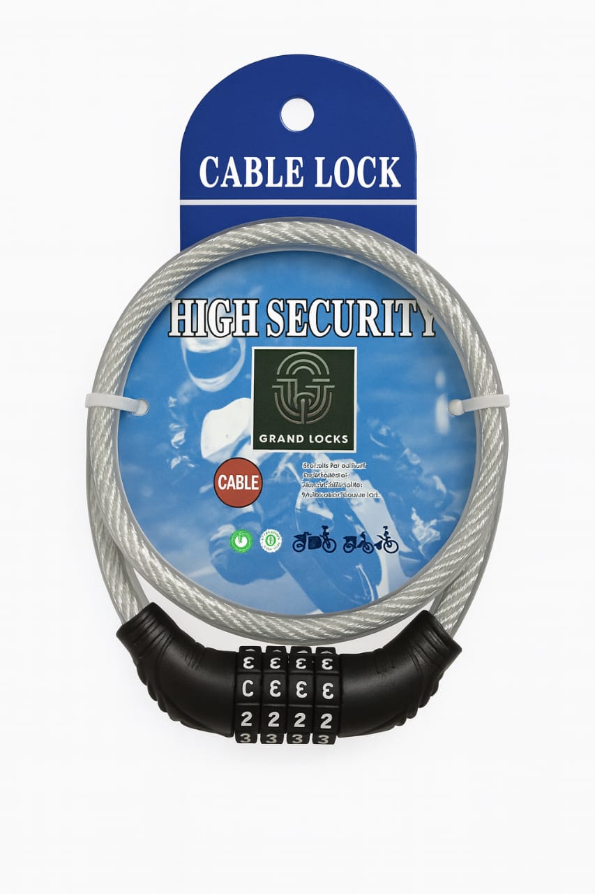 Grand Lock Portable Security 4-Digit Code Bike Lock(Diameter 8mm, Lenth ...