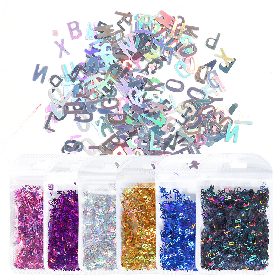 RHS Online 10g Holographic Glitter English Alphabet Flakes Laser Letter ...