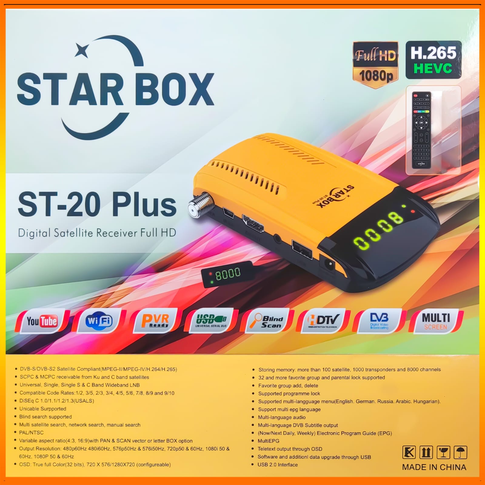 Original STAR BOX ST-20 Sat Receiver with 12 Month Forever server 12 ...