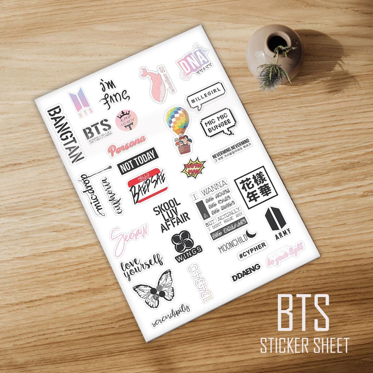 BTS Sticker Sheet Bangtan Boys Kpop Uncut A4 Size(11.5x8 inch) | Daraz.pk