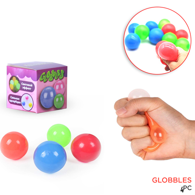 Pack of 4 - Globbles Squishy Luminous Fidget Balls | Daraz.pk