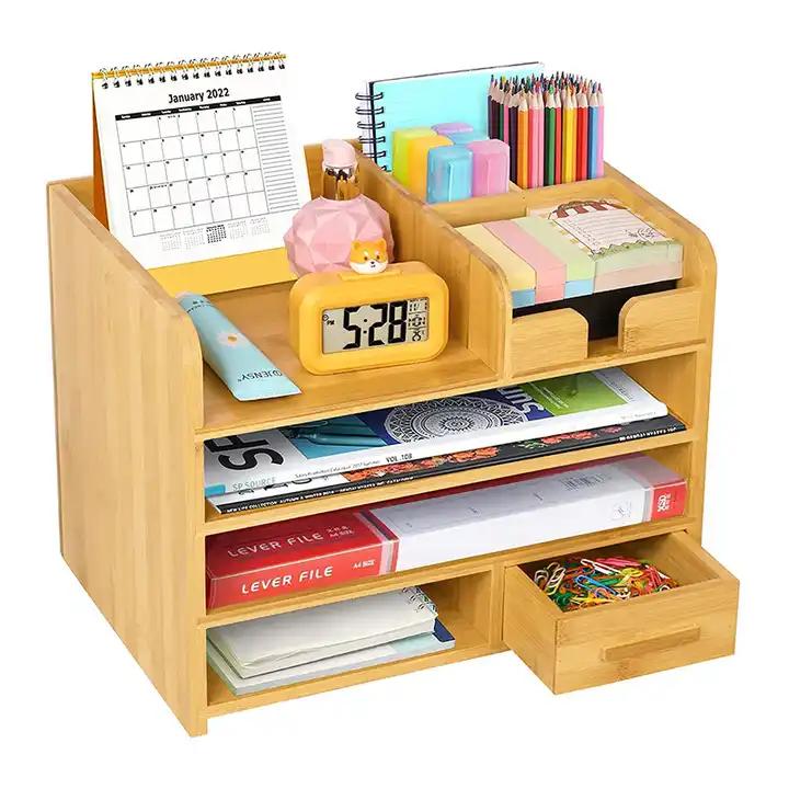 Wooden File & Stationery Desk Organizers with Drawer & clips cabinet ...