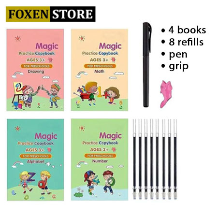 Sank Magic Practice Copybook (4 Books + Magic Pen & 10 Ink Refills ...