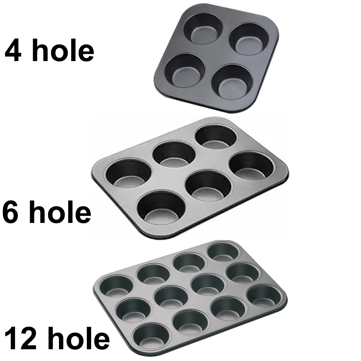 4/6/12 Cups Muffin Pan Set Bakeware Non-Stick Cupcake Baking Pan Heavy ...