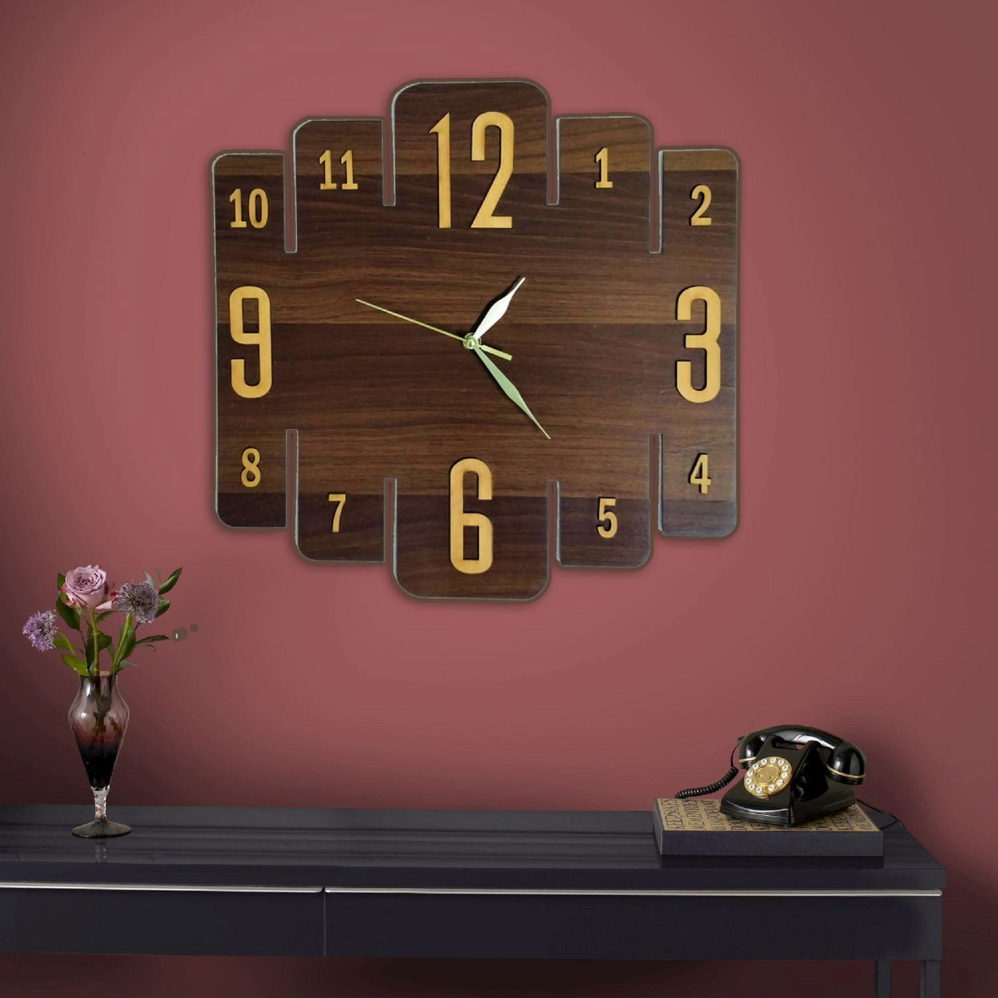 Vertical Column Wooden Wall Clock Line Clock Home Decor Clock for Your ...