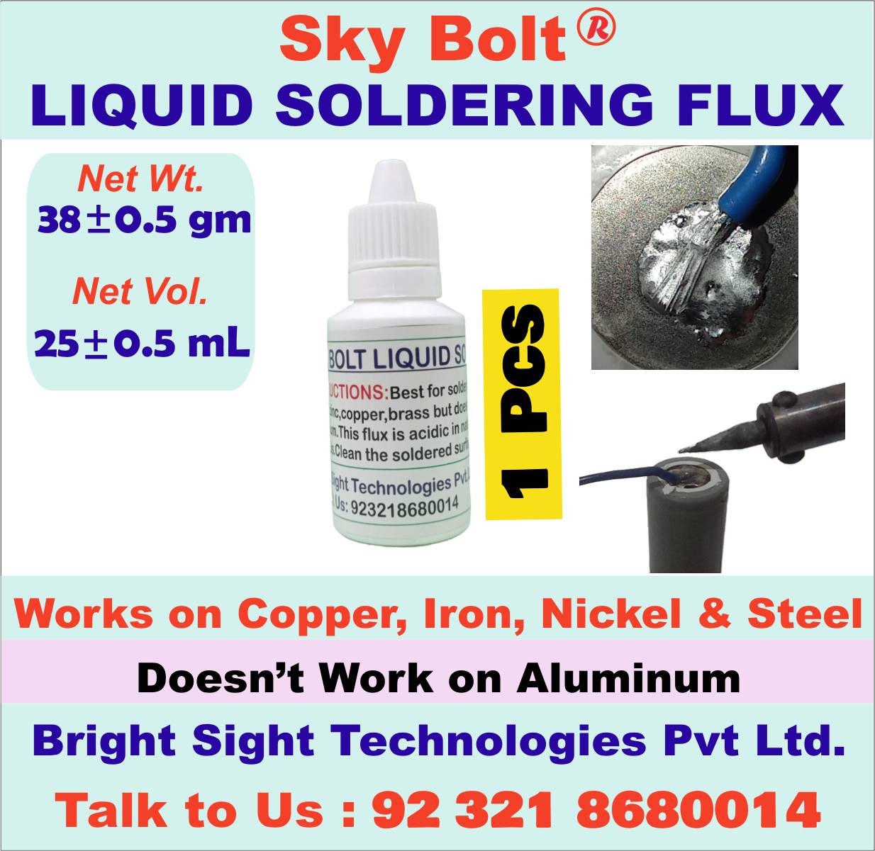 STEEL SOLDERING FLUX-Liquid Soldaring Flax-38GM Each- Sky Bolt Liquid ...