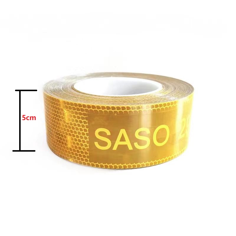 DIY 5cm/10cm*1m SASO 2913 Yellow Adhesive Reflective Strips Stickers ...