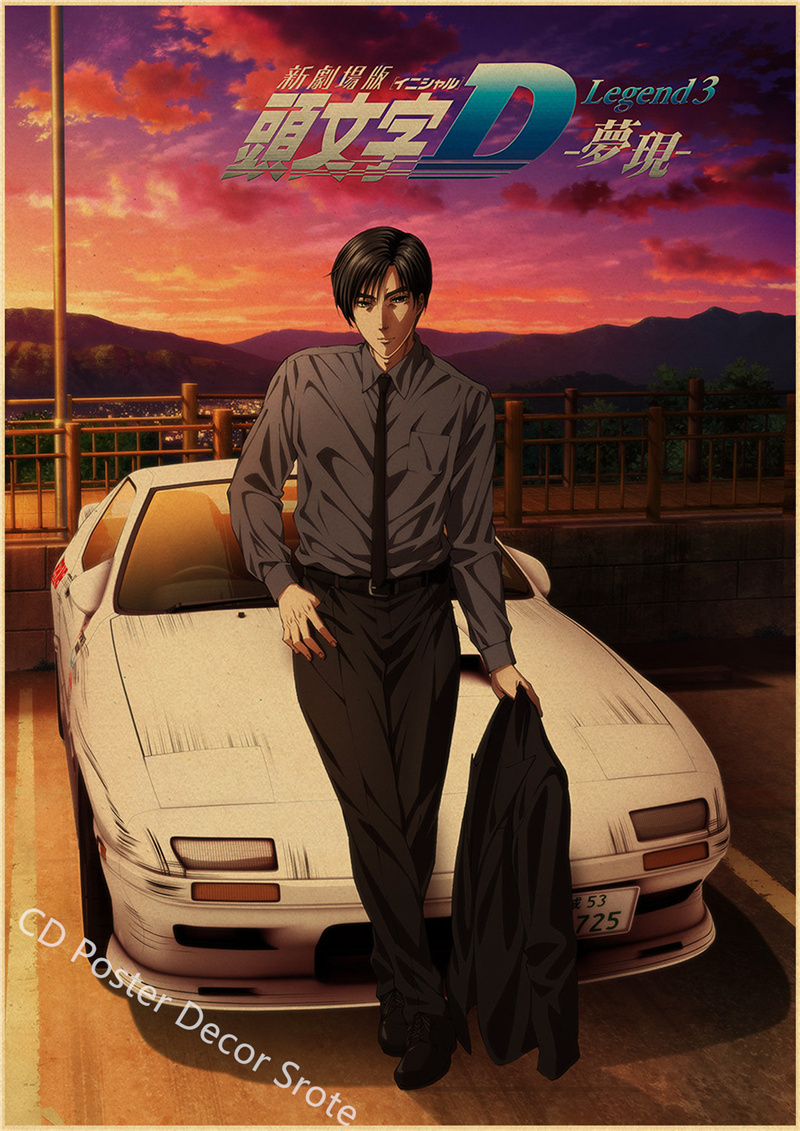 【HOT】 Initial D Anime Poster Japan Manga Kraft Paper Posters DIY ...