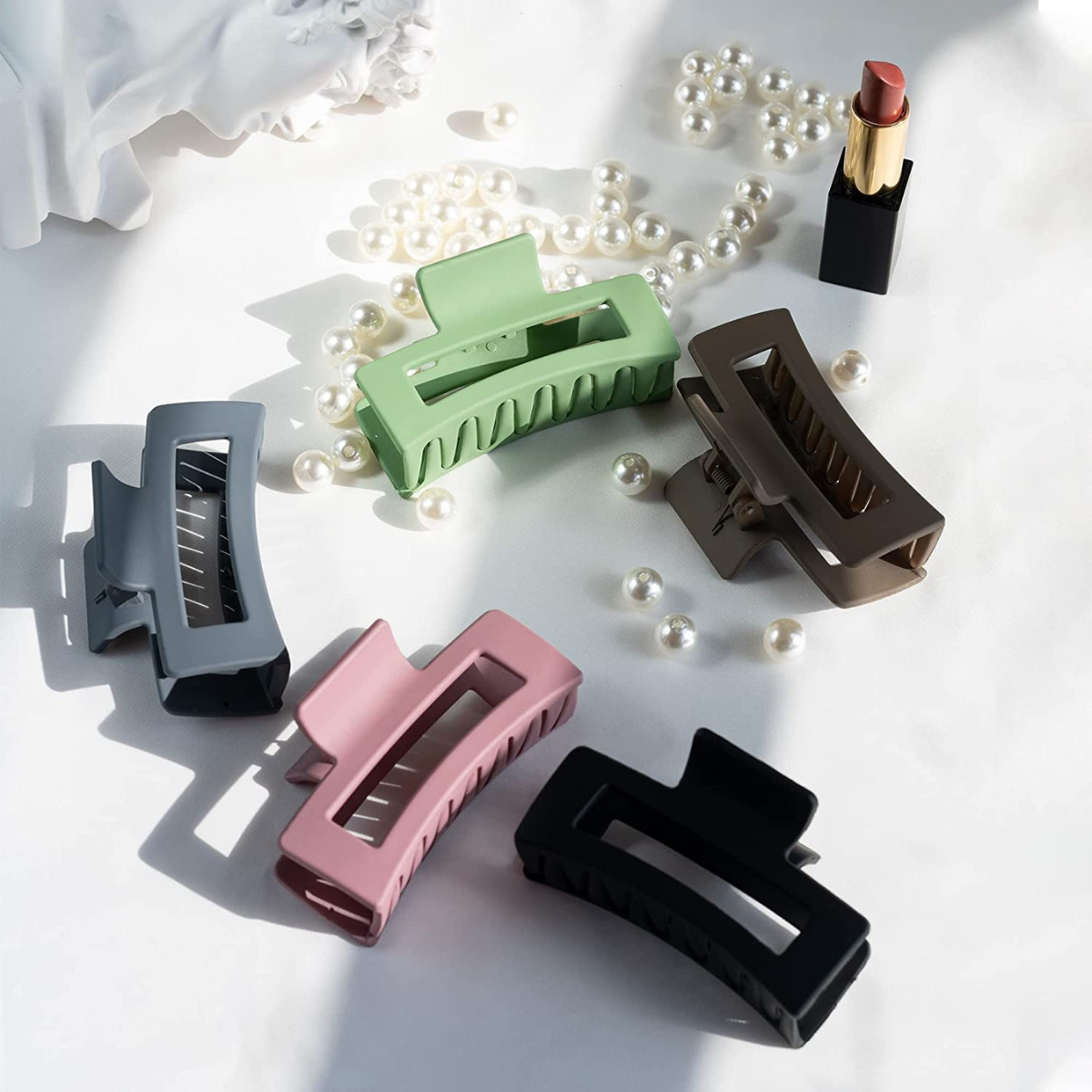 Multicolor Matte Hair Claw Clips For Girls, Women - Simple Elegant ...