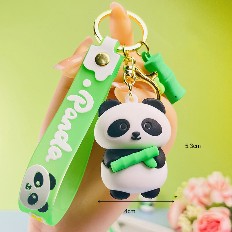 Cute Cartoon Panda Keychain Silicone Animal Doll Pendant Keyring Bag ...