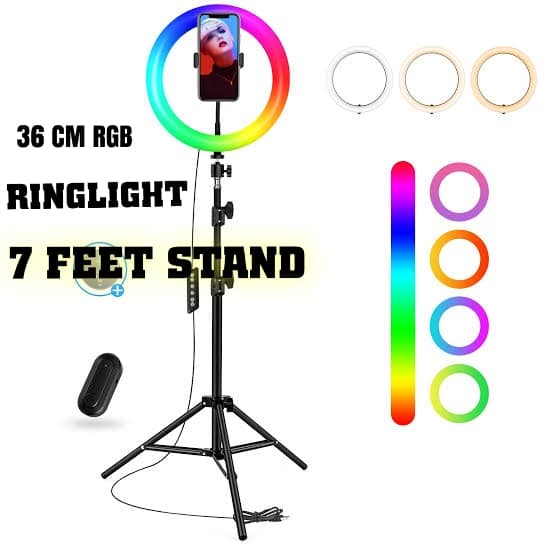 36 cm Ring Light + 7ft Tripod Stand for tiktok and youtube videos ...