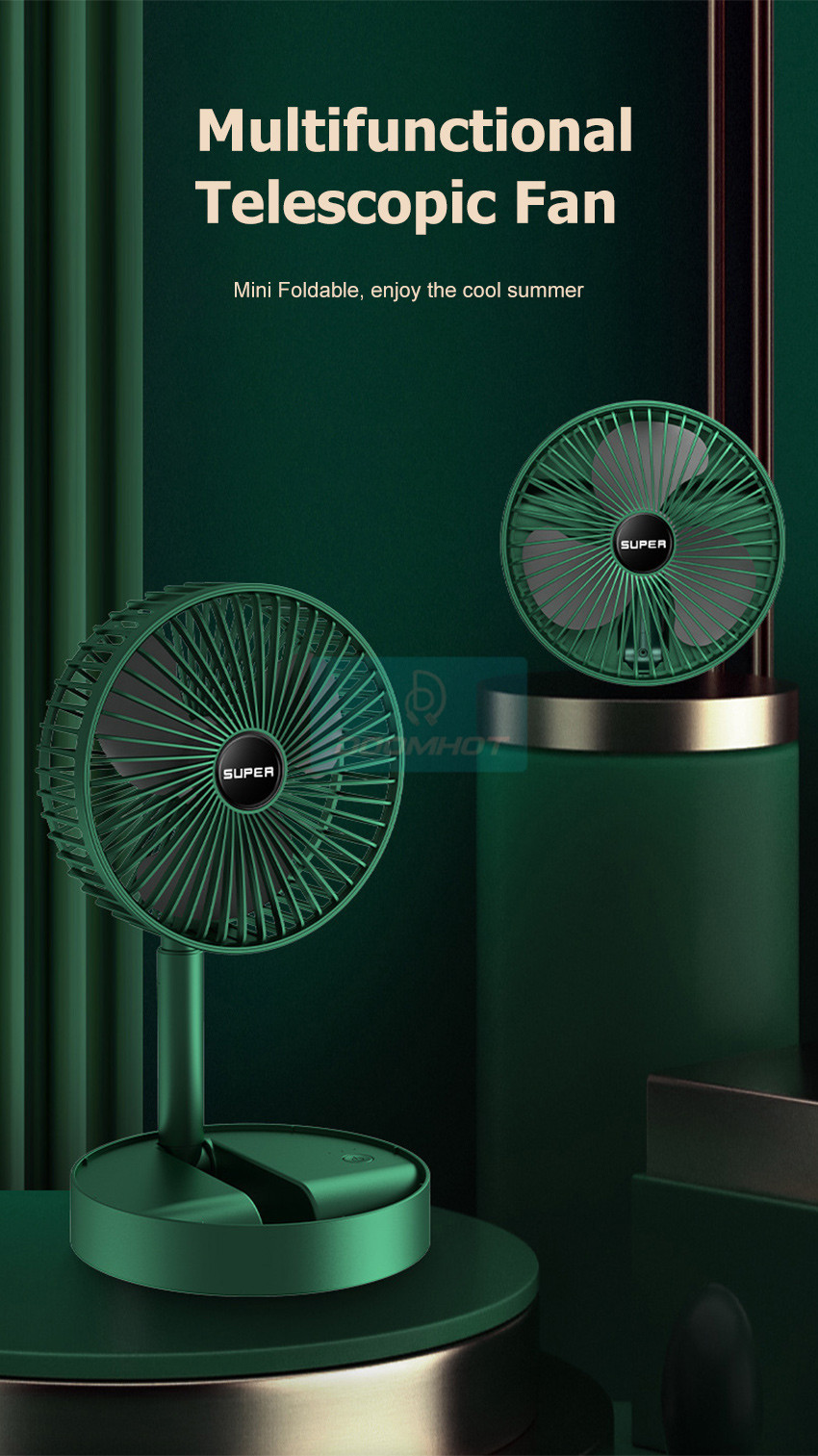 Mini Desktop Foldable Fan Portable Household USB Rechargeable ...