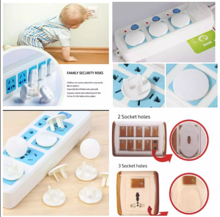 Pack of 10 - Plastic Socket Cover 2 and 3 Hole Child Electrical Safety ...