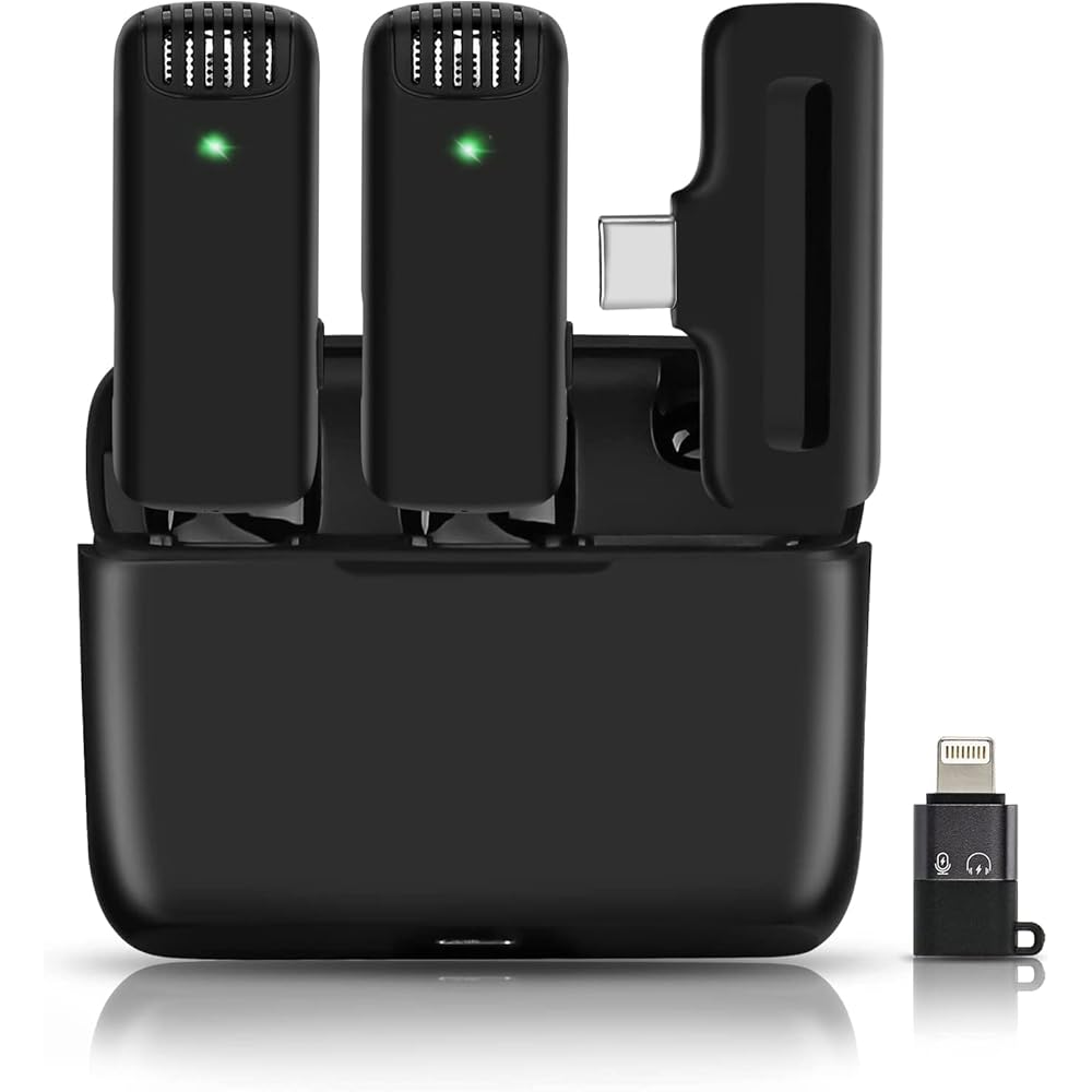 J13 Type C Dual Wireless Lavalier Microphone with Charging Case for ...