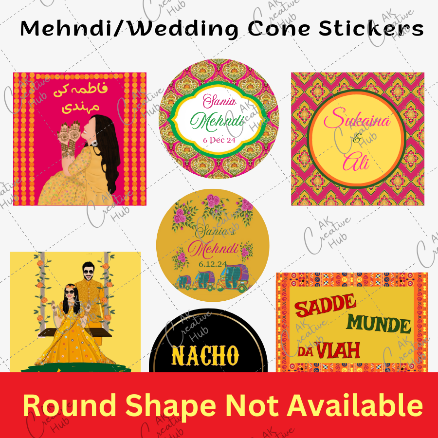Customized Cone Stickers - Mehndi Cone Stickers/Sauf Cone Stickers ...