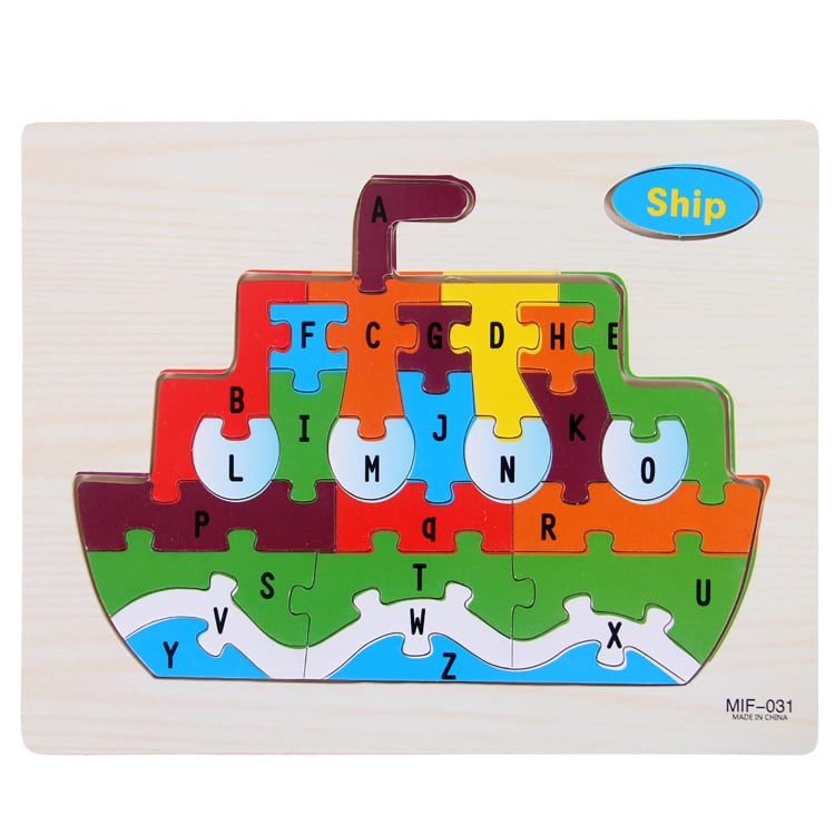 Wooden ABC Alphabet Educational Learning Children Puzzle Games Jigsaw ...